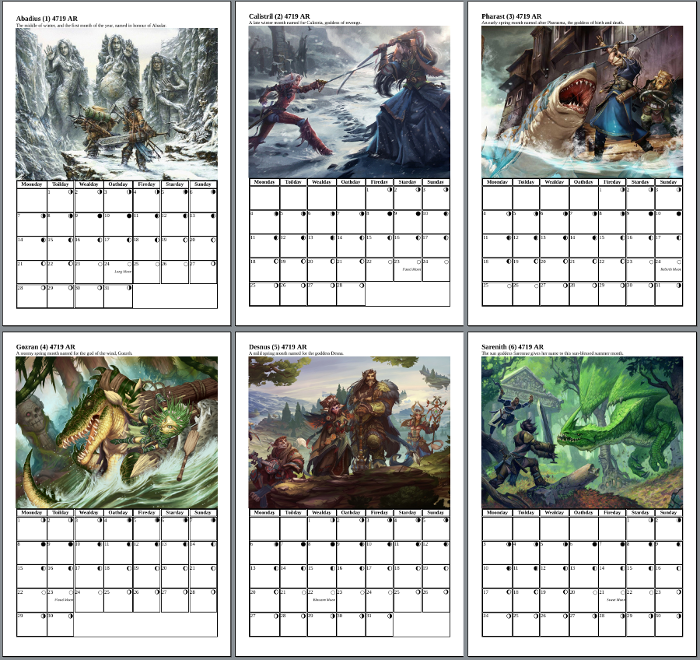 Inner Sea Calendars – Gaming Chronicles